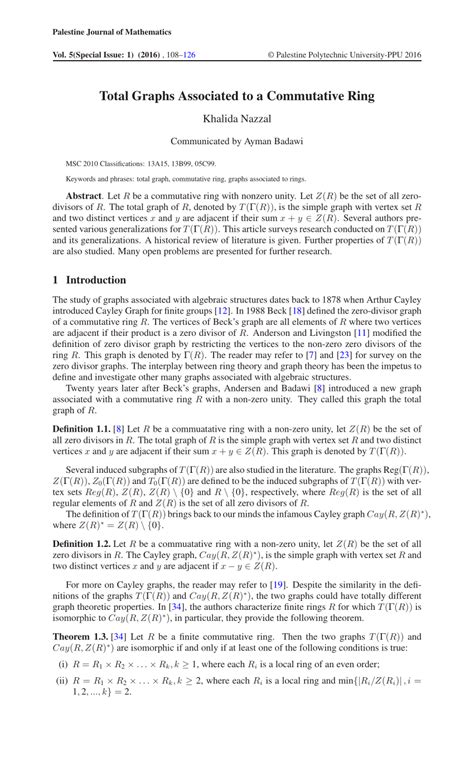 Pdf Total Graphs Associated To A Commutative Ring