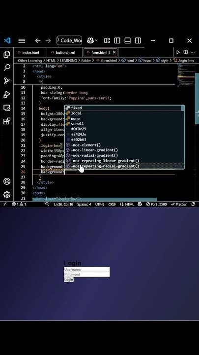 Glowing Glassmorphism Login Form Using Html And Css 🔥 Css Html Button Frontend Vscode
