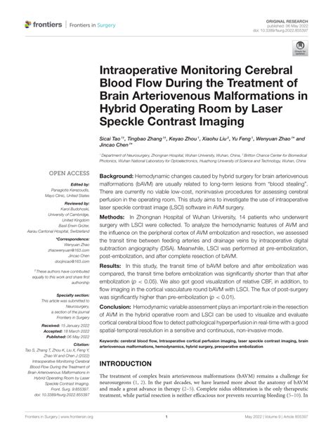 Pdf Intraoperative Monitoring Cerebral Blood Flow During The