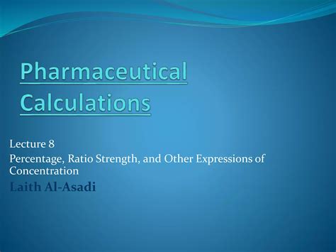 Pharmaceutical Calculations 8 Pptx