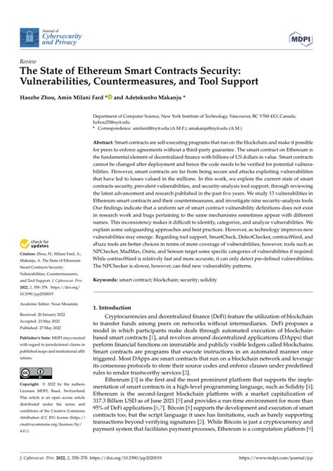 pdf the state of ethereum smart contracts security vulnerabilities
