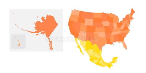 Mapa Político De Estados Unidos Y México Ilustración del Vector