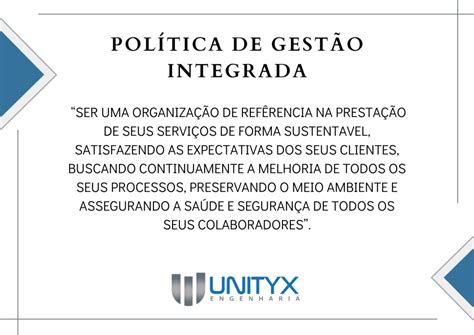POLÍTICA DE QUALIDADE Unityx