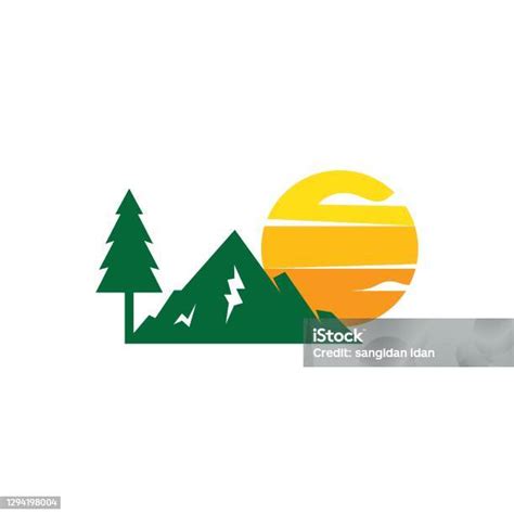 景觀松樹山向量圖設計向量圖形及更多pinaceae圖片 Pinaceae 側影 冒險 Istock