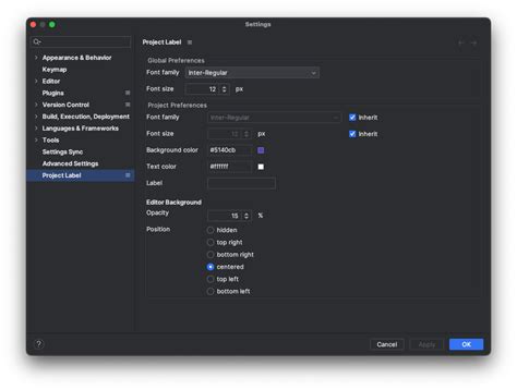 Optionally Display The Project Label As A Background Image Of The Whole