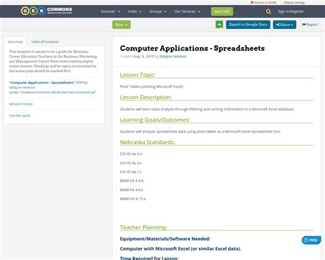 Computer Applications Spreadsheets Oer Commons