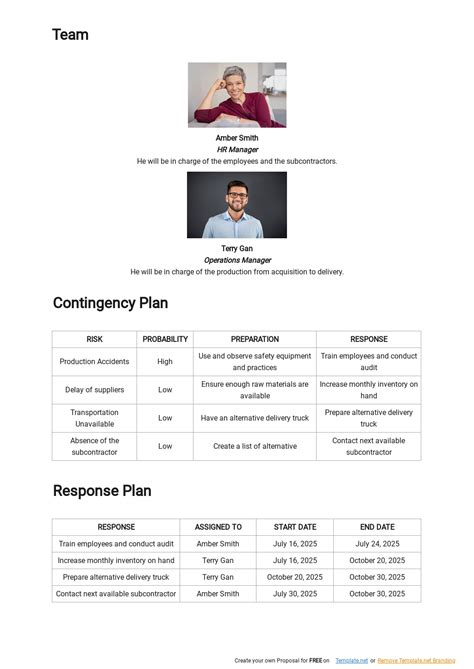 Manufacturing Contingency Plan Template