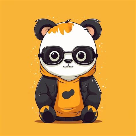 Premium Ai Image Cute Serious Cartoon Panda In Glasses