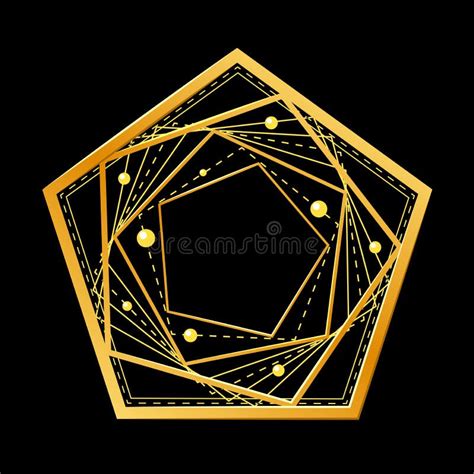 Pentágono De Oro En El Círculo Negro Ilustraci?n Del Vector Ilustración del Vector - Ilustración ...