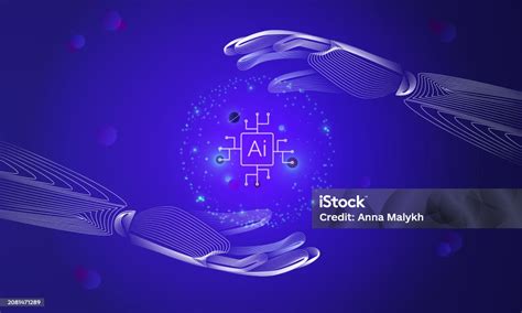 로봇 손을 사용한 웹 배너 또는 랜딩 페이지 디자인 컴퓨터 신경망 또는 인공 지능의 상징입니다 미래 개념 벡터 일러스트 레이