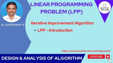 40 Iterative Improvement Algorithm Linear Programming Problem Lpp Youtube