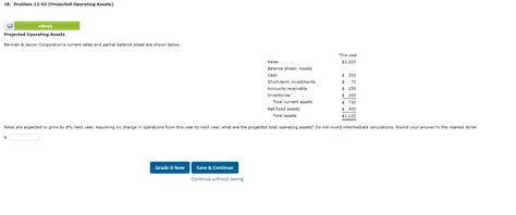 Solved 18 Problem 12 02 Projected Operating Assets Ed