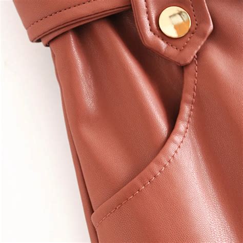 Fandy Lokar искусственная кожа юбки для женщин модная со складками искусственная кожа юбка