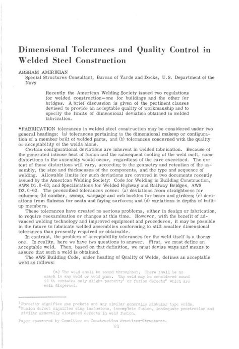 PDF Dimensional Tolerances And Quality Control Lll Welded Onlinepubs Trb Org Onlinepubs Hrr