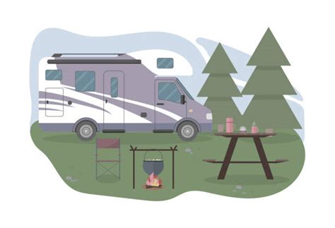 Rv Camping Friends Illustrations Royalty Free Vector Graphics And Clip