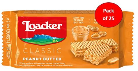 Loacker Pack Of 25 X 45g Classic Peanut Butter Wafers Broadway Candy