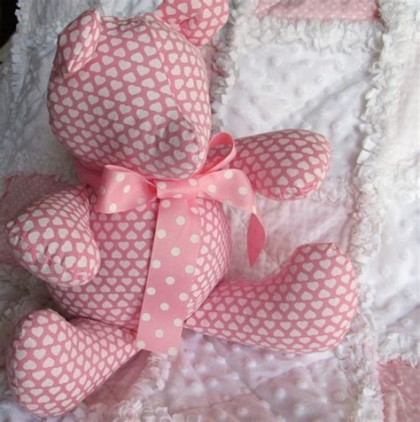 Handmade Teddy Bear Holiday Bear Pink Heart Polka Dot Rag Etsy