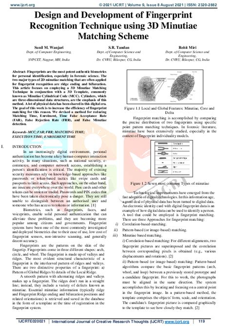 Pdf Design And Development Of Fingerprint Recognition Technique Using 3d Minutiae Matching