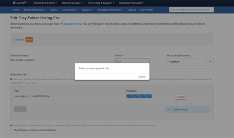 Unable To Upload File To Jed · Issue 235 · Joomlajed Issues · Github