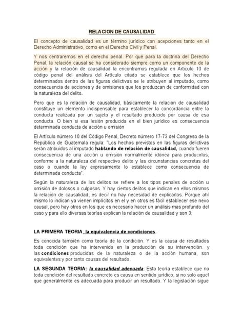 Relacion De Causalidad Clinica Penal Pdf Derecho Penal Justicia
