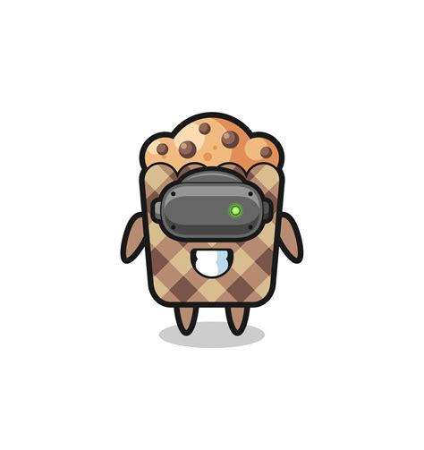 Cute Muffin Using Vr Headset Vector Art At Vecteezy