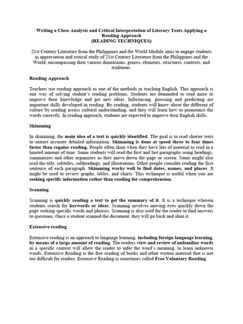 Reading Techniques Pdf Speed Reading Writing