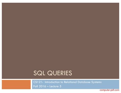 Pdf Sql Queries Free Tutorial For Beginners
