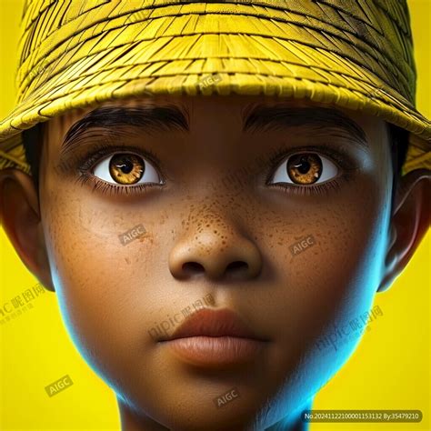 Ai创作图写实人物插画 写实卡通人物 黄色帽帽的宝宝 3d角色 戴矿帽的小男孩 戴帽小男孩 数字肖像插画 仿真脸部 数字艺术角色 写实双鱼男孩 卡通写实人物 Cg头像 写实人物 写实漫画人物