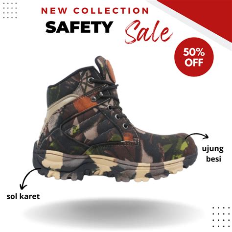 Jual Sepatu Boots Safety Pria Ujung Besi Dlta Camo Pendek Sepatu Pria Kerja Proyek Muncak Gunung