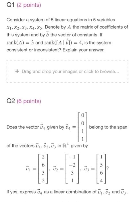 solved q1 2 points consider a system of 5 linear equations