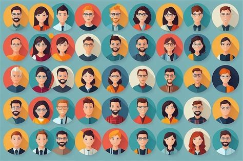 Premium Photo Smiling People Avatars Male And Female Portraits Flat