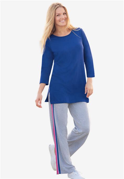 Perfect Three Quarter Sleeve Scoop Neck Tunic Shop All The Latest