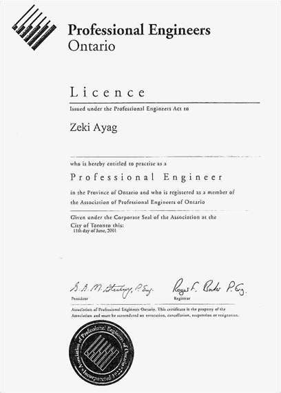 Prof Dr Zeki Ayağ P Eng Professional Engineers Seal