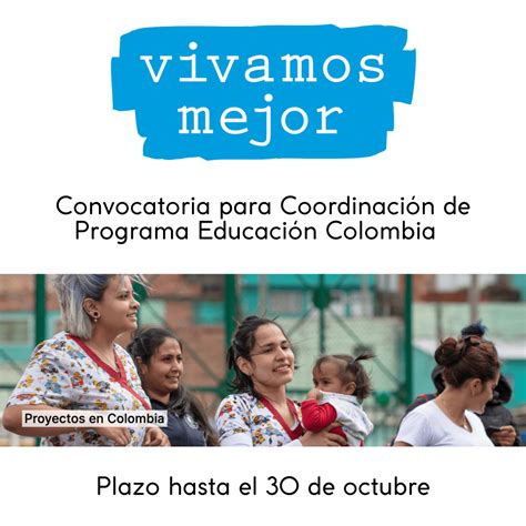 Coordinación De Programa Educación Colombia Ong Vivamos Mejor Swissaid