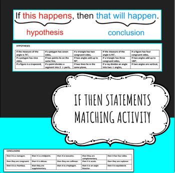 If Then Conditional Statements Cut And Paste Matching Activity Tpt