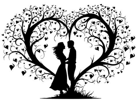 Vector Heart Tree Silhouette Premium AI Generated Vector