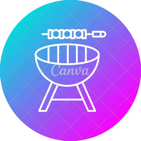 BBQ Line Gradient Circle Background Icon 素材 Canva可画