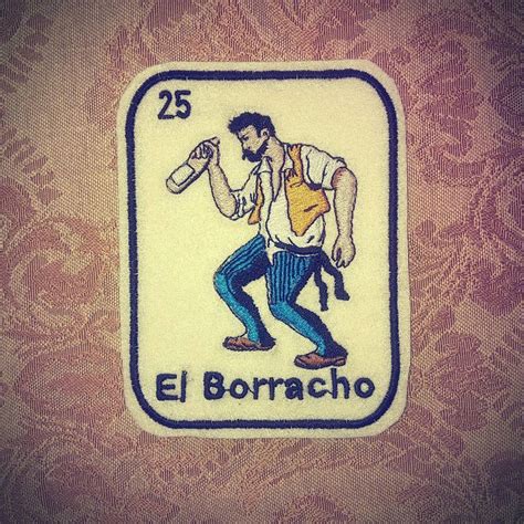 El Borracho Loteria Patch Iron On Etsy Canada Iron On Patches