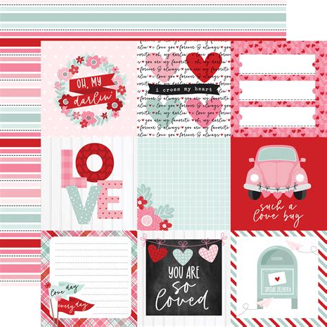 Love Notes 4x4 Journaling Cards 12x12 Patterned Paper Echo Park Paper Co