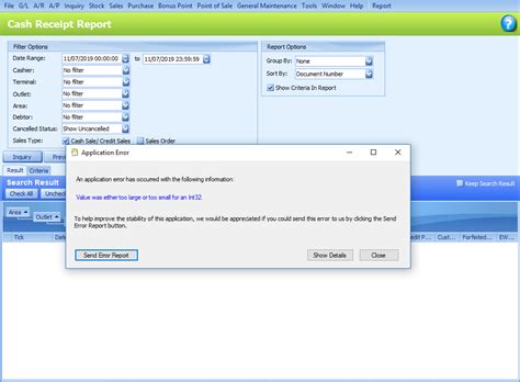 Pos FNB Inquiry POS Report Error Value Was Either Too Large Or Too Small For Lnt