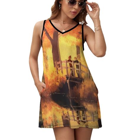 Autumn Leaves Evening Party Dresses Midi Sexy Dress Female Sweet One