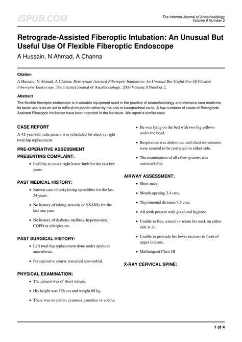 Pdf Retrograde Assisted Fiberoptic Intubation An Unusual But Useful Use Of Flexible
