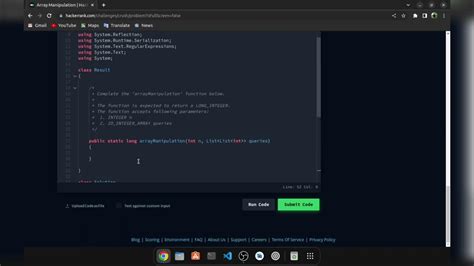 Array Manipulation In C Hackerrank Dsa Youtube
