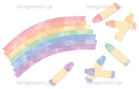 水彩風 虹とクレヨンのイラスト素材 185015674 イメージマート