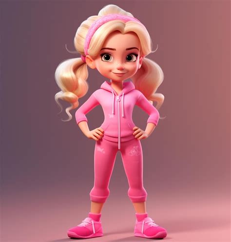 Personagem De Desenho Animado Uma Linda Garota Com Cabelos Loiros