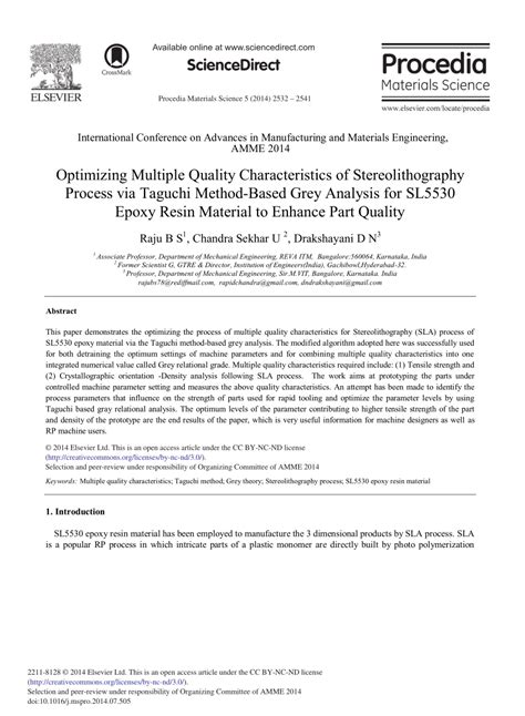 pdf optimizing multiple quality characteristics of stereolithography