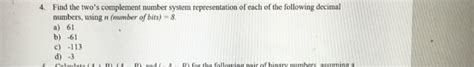 solved find the two s complement number system