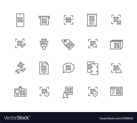 Qr Code Outline Icons Set Royalty Free Vector Image