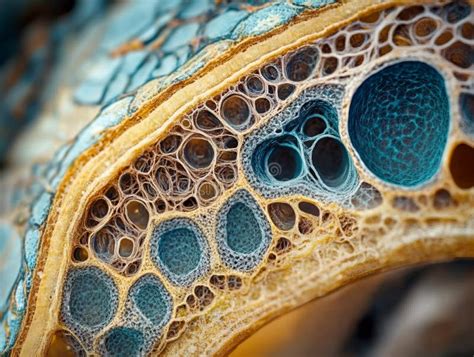 Detailed View Of Plant Stem Cross Section Revealing Intricate Cellular Structures Under