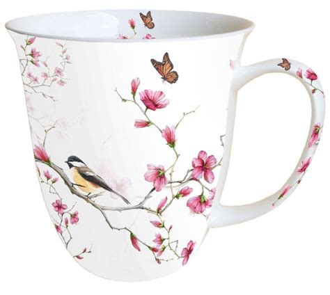 Mug Tasse Porcelaine Ambiente 105 Cm 04 L Oiseau Et Fleur Mugs